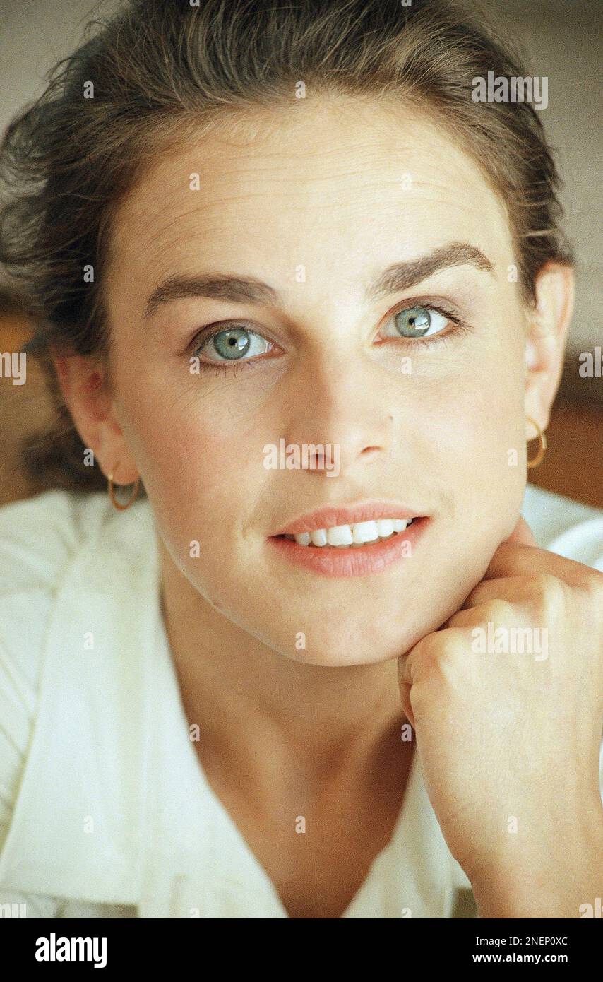 Ekaterina Gordeeva looks into the camera following an interview in her ...