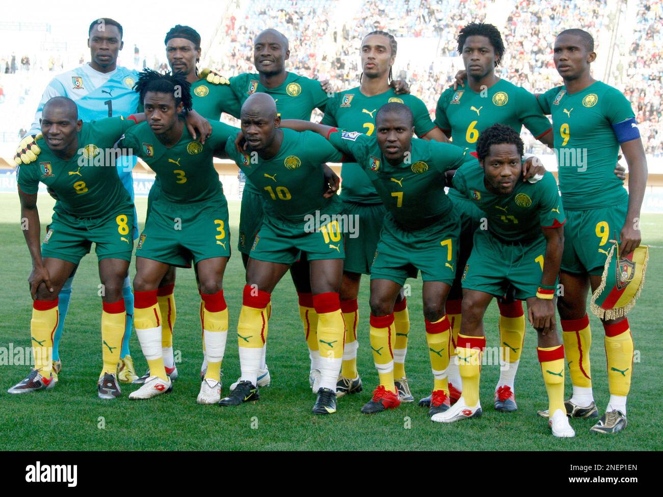 Cameroon's team poses before the game against Morocco before their ...