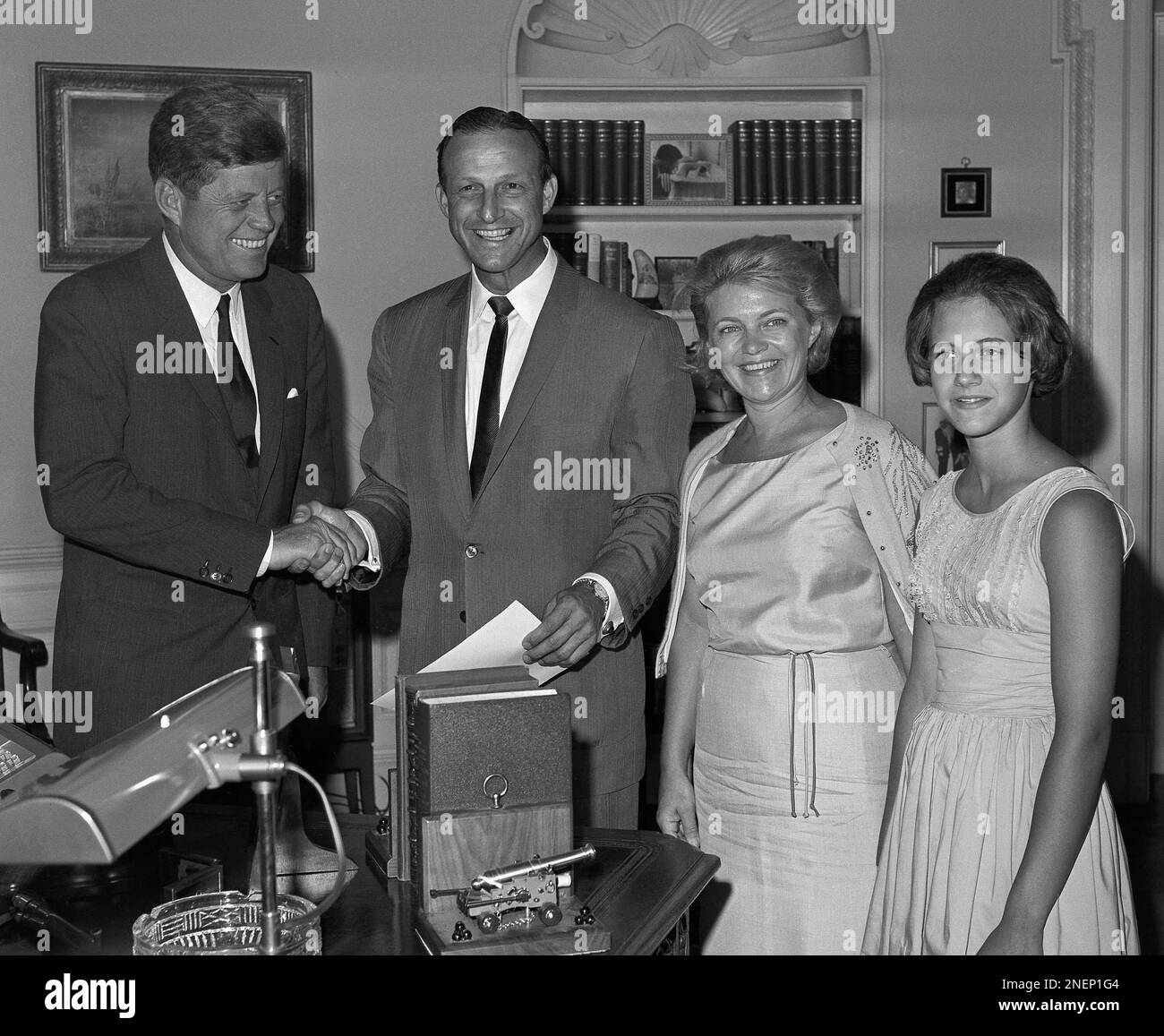 President John F. Kennedy and St. Louis Cardinals' Stan Musial, veteran ...