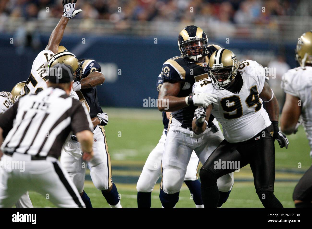 St. Louis Rams offensive tackle Jason Smith blocks New Orleans Saints ...
