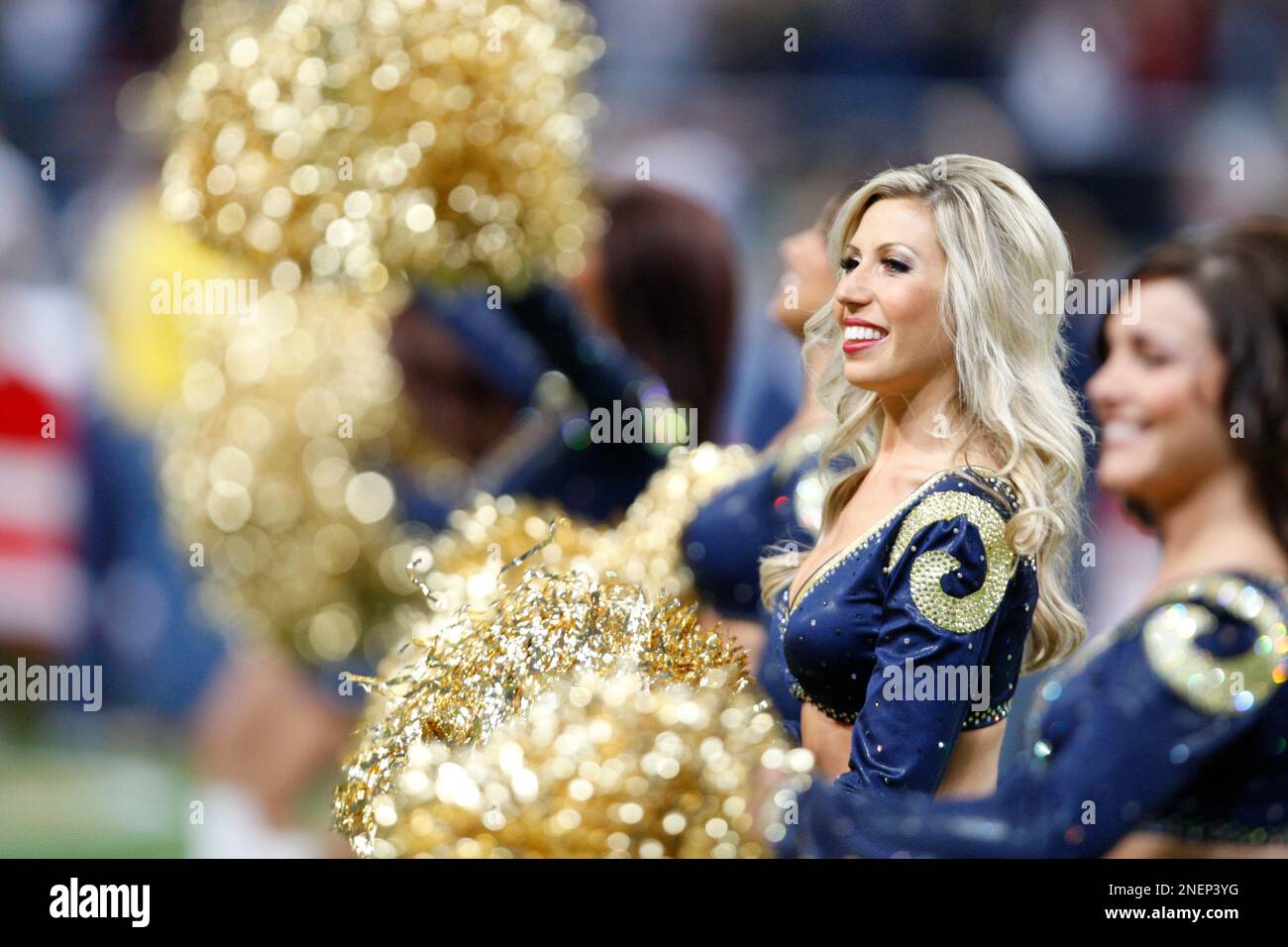 St. Louis Rams cheerleaders perform during the pregame ceremonies of an ...
