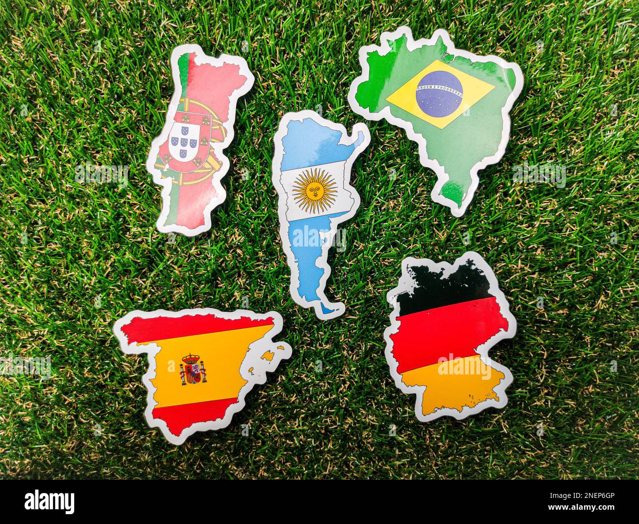 The Portugal,German,Spain,Argentina and brazil flags sticker is on a ...