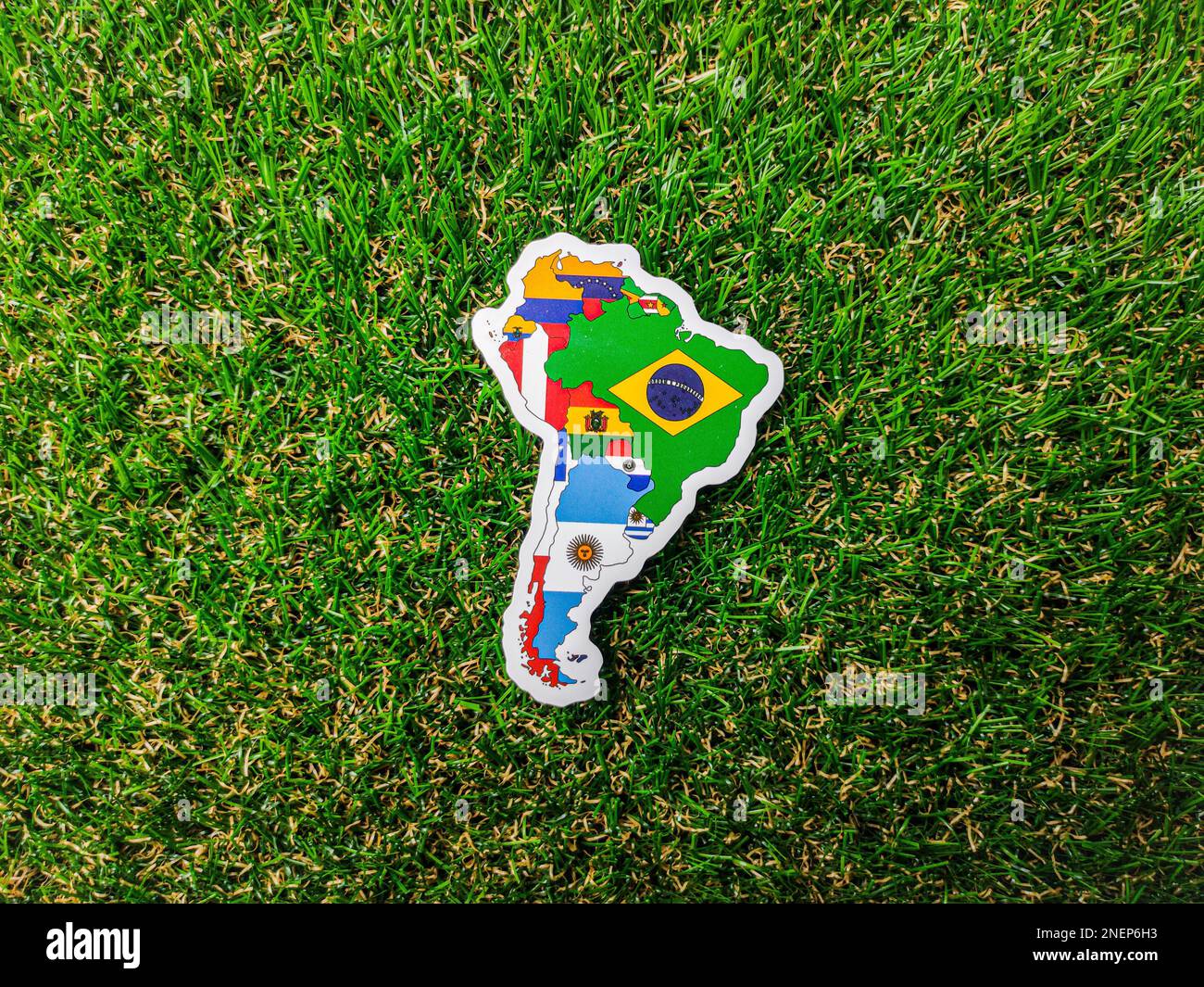 A sticker of South America with the flags of the countries Stock Photo ...