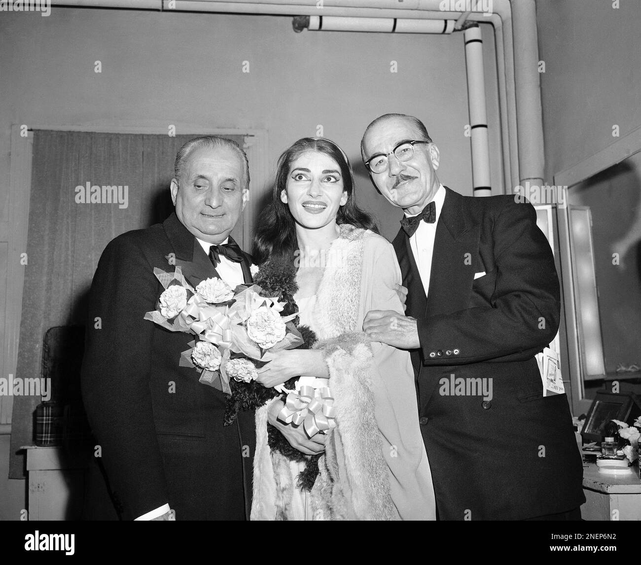 Maria Calls, opera star, shown in dressing room with her husband ...