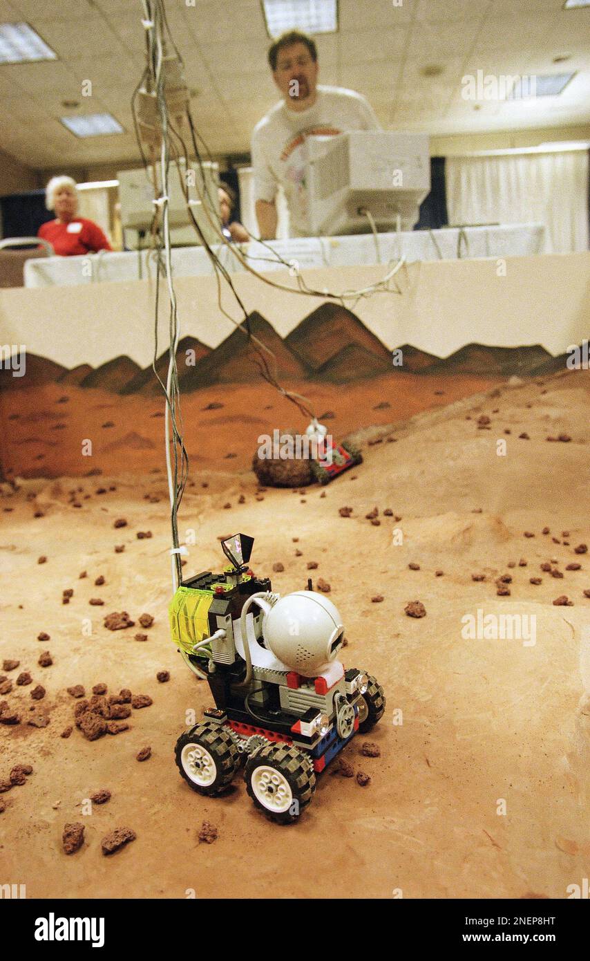 Models of Red Rover planetary exploration vehicles on a Mars-like ...