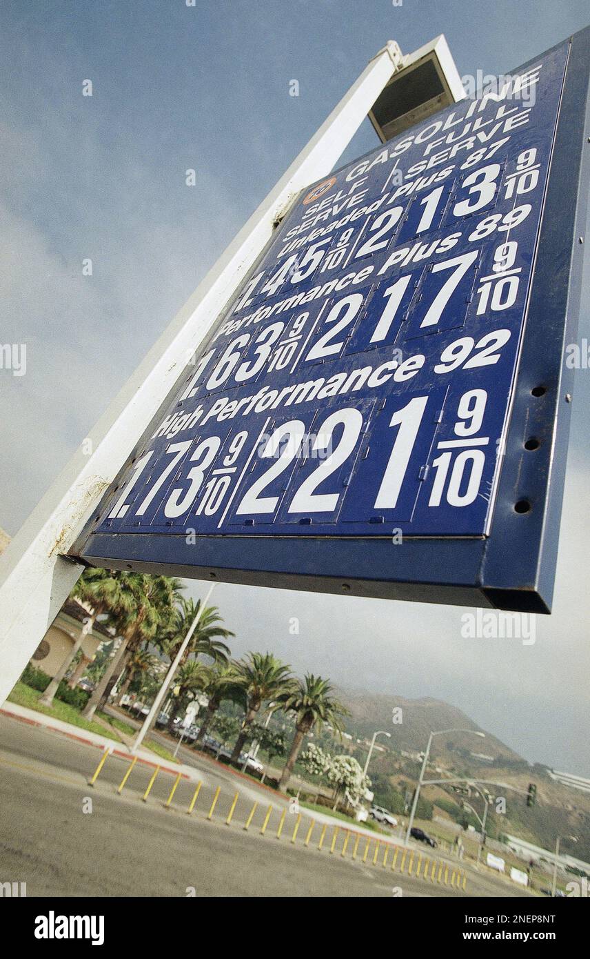 A sign advertises gas for $2.21-a-gallon at a Pacific Coast Highway ...