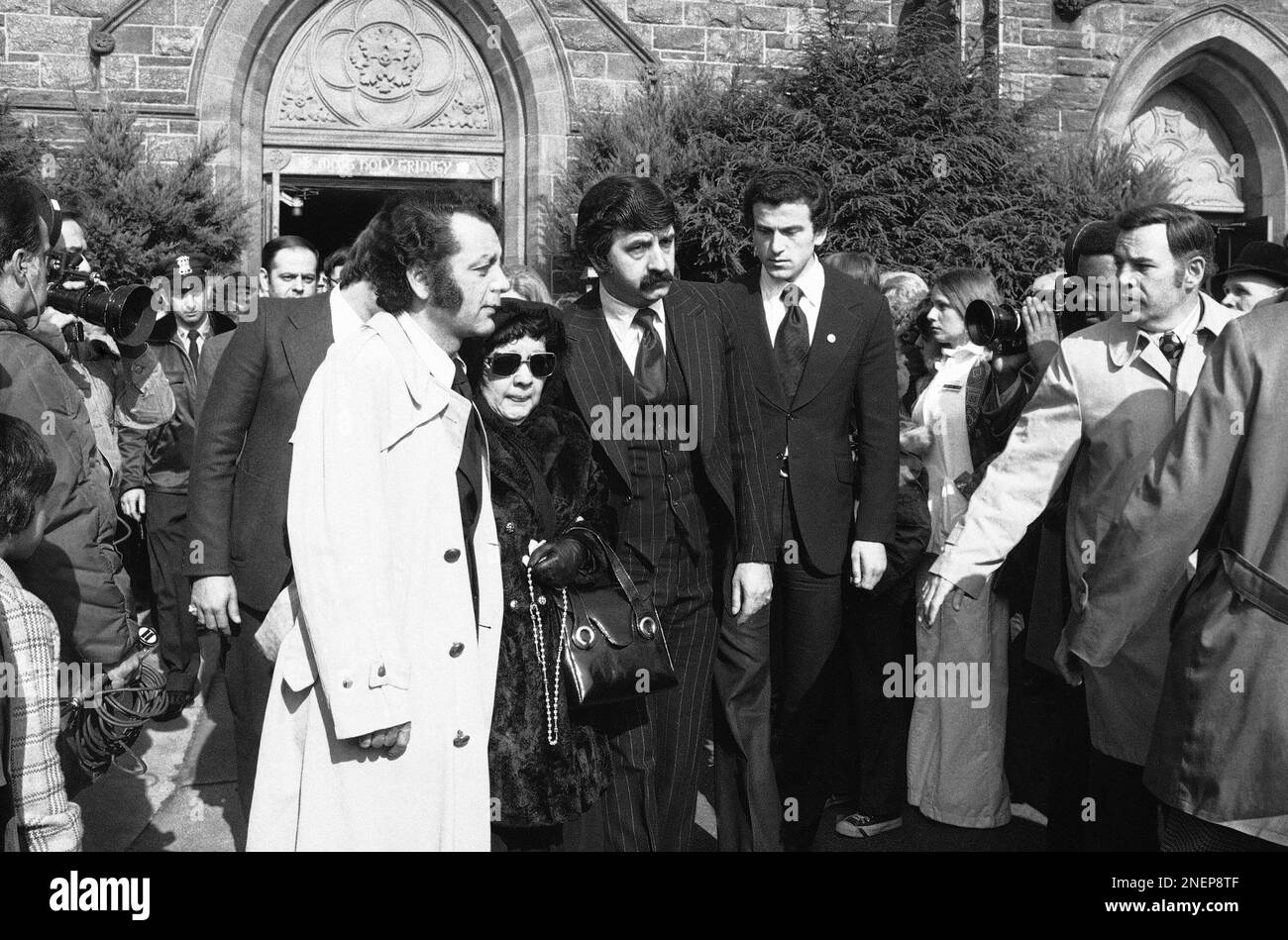 Josephine Mineo, widowed mother of slain actor Sal Mineo, is aided by ...