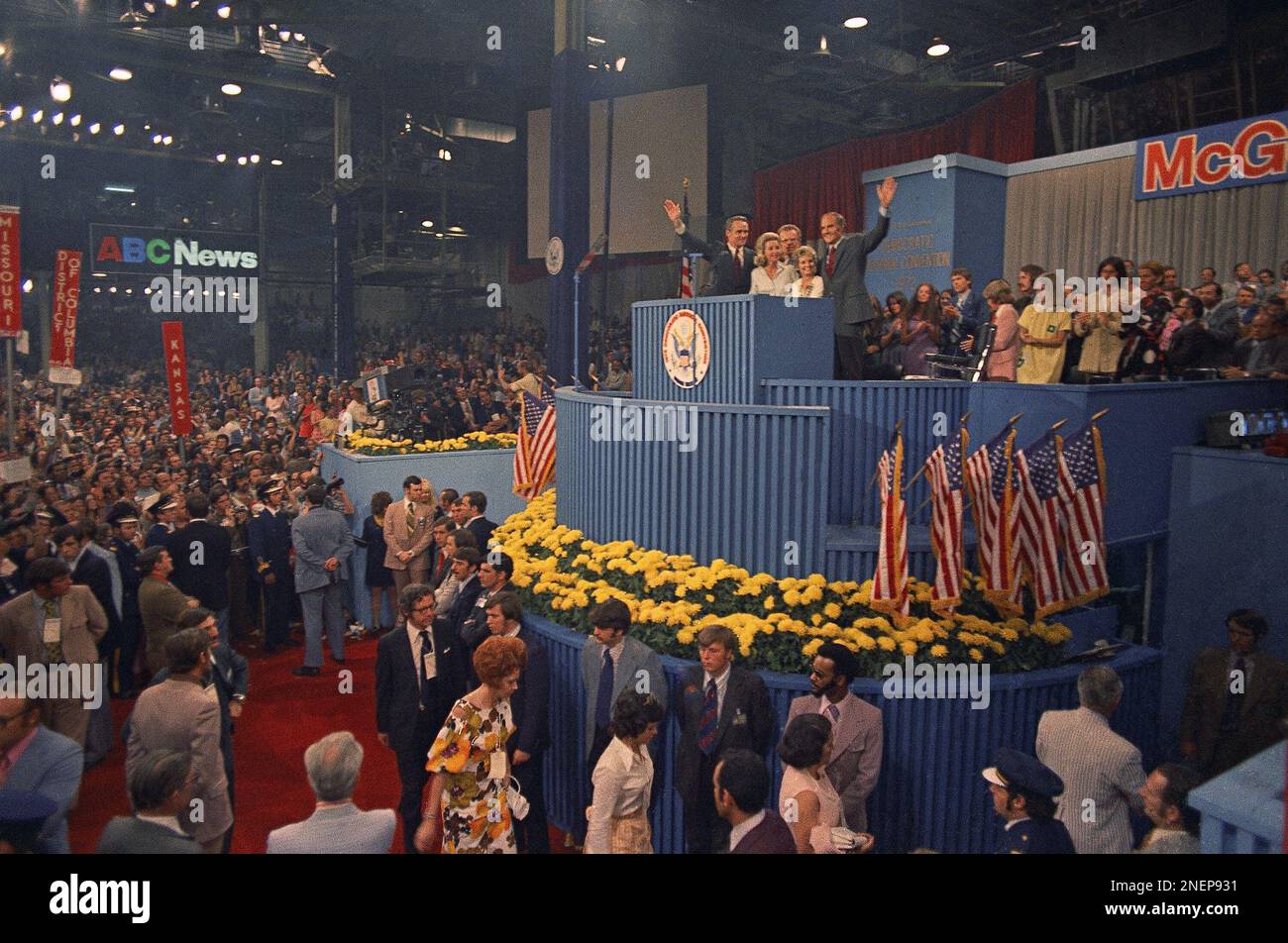 Sen. George McGovern (D-SD), and his running mate Sargent Shriver are ...