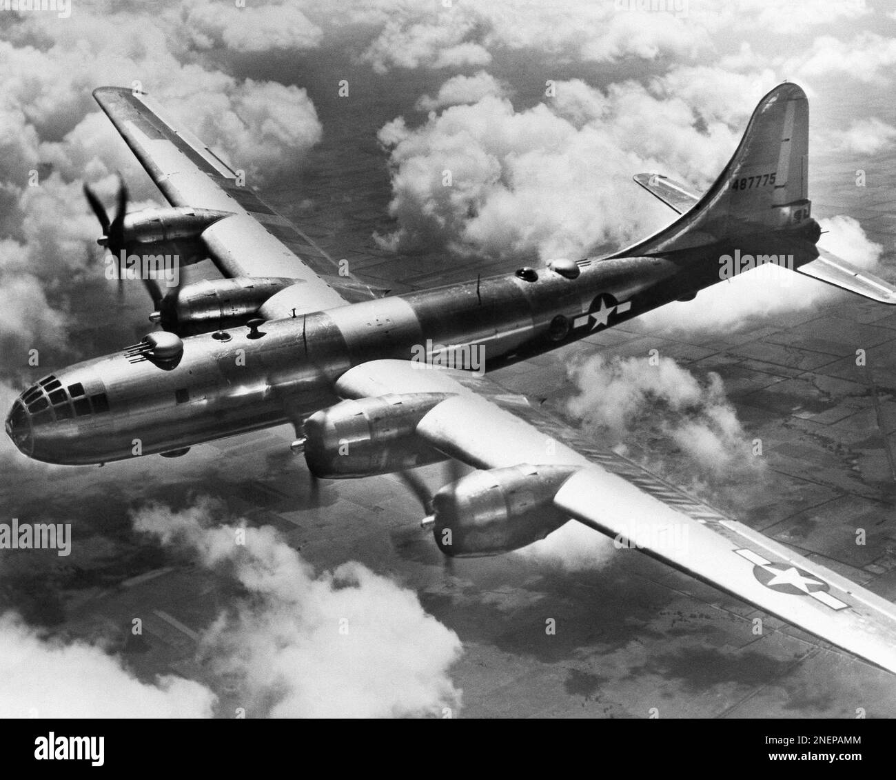 The Boeing B-29 Superfortress is shown in flight in an undated photo ...