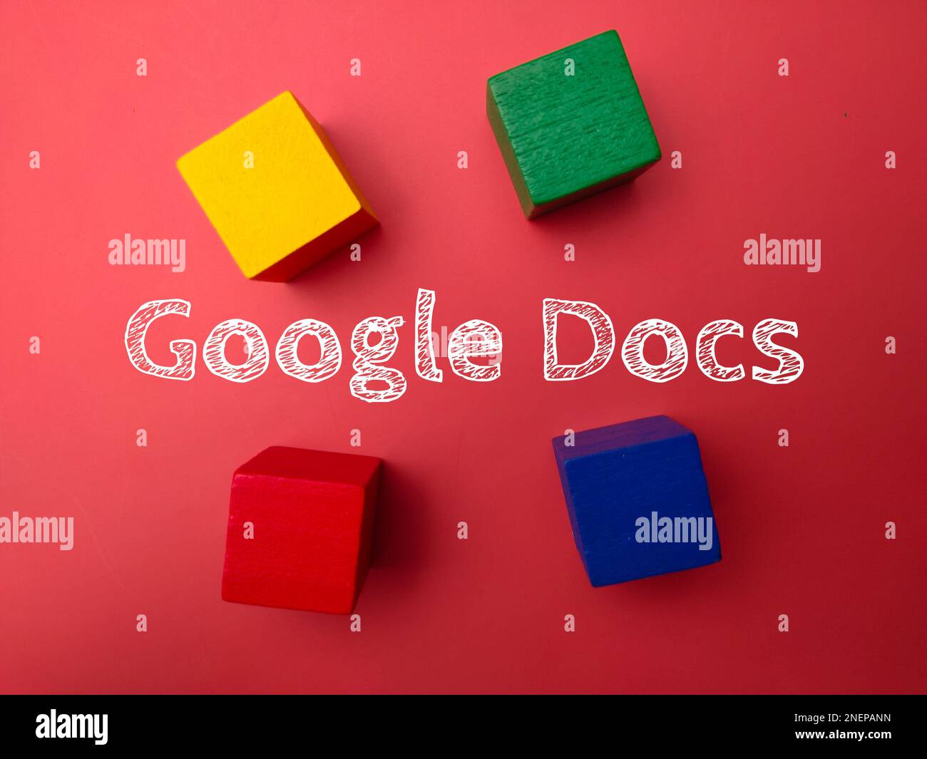 A top view the word Google Docs on a red background Stock Photo - Alamy