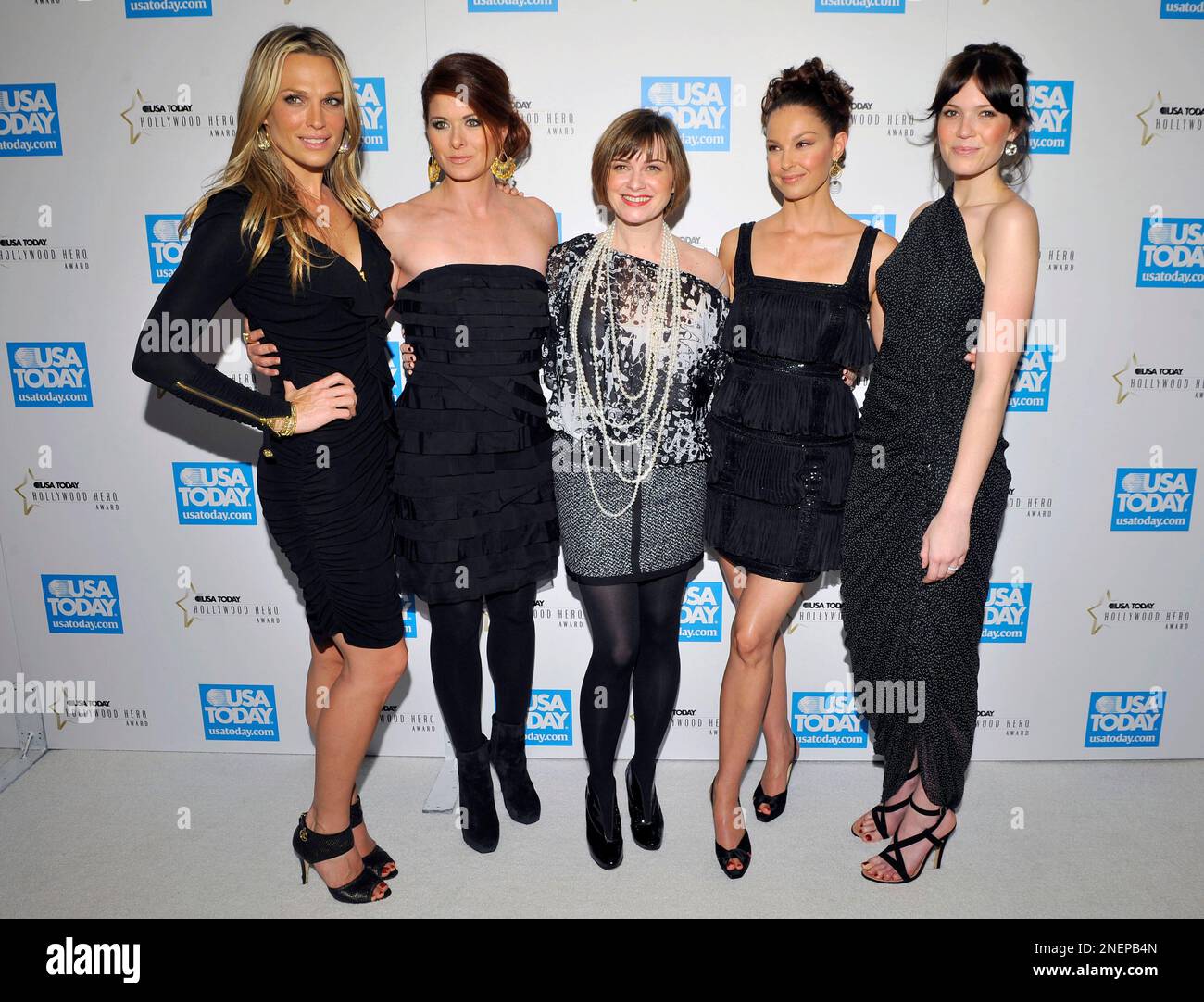 From left, Molly Sims, Debra Messing, Founder of Youth AIDS Kate ...