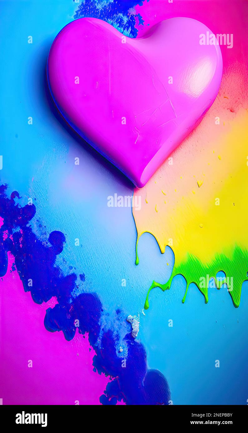 Colorful heart with paint splatters Stock Photo - Alamy