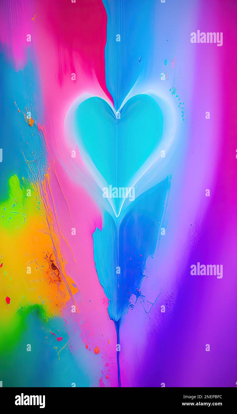 Colorful heart with paint splatters Stock Photo - Alamy