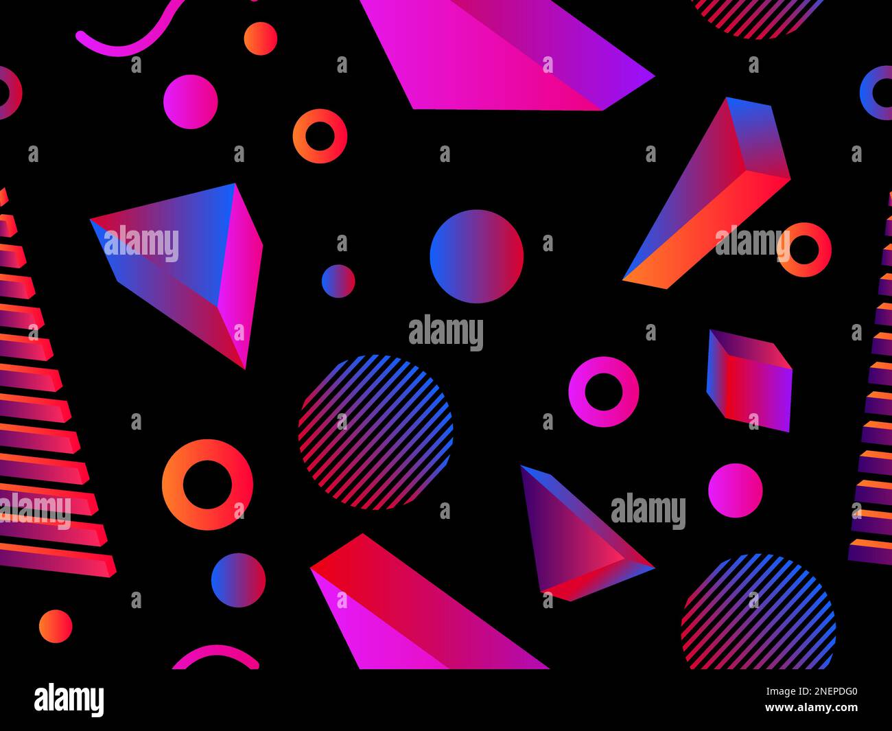 Geometric seamless pattern with 3D figures in the Memphis style of the ...