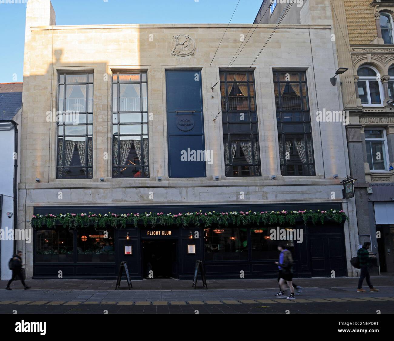 Flight Club bar frontage on High St / St Mary Street, Cardiff City ...