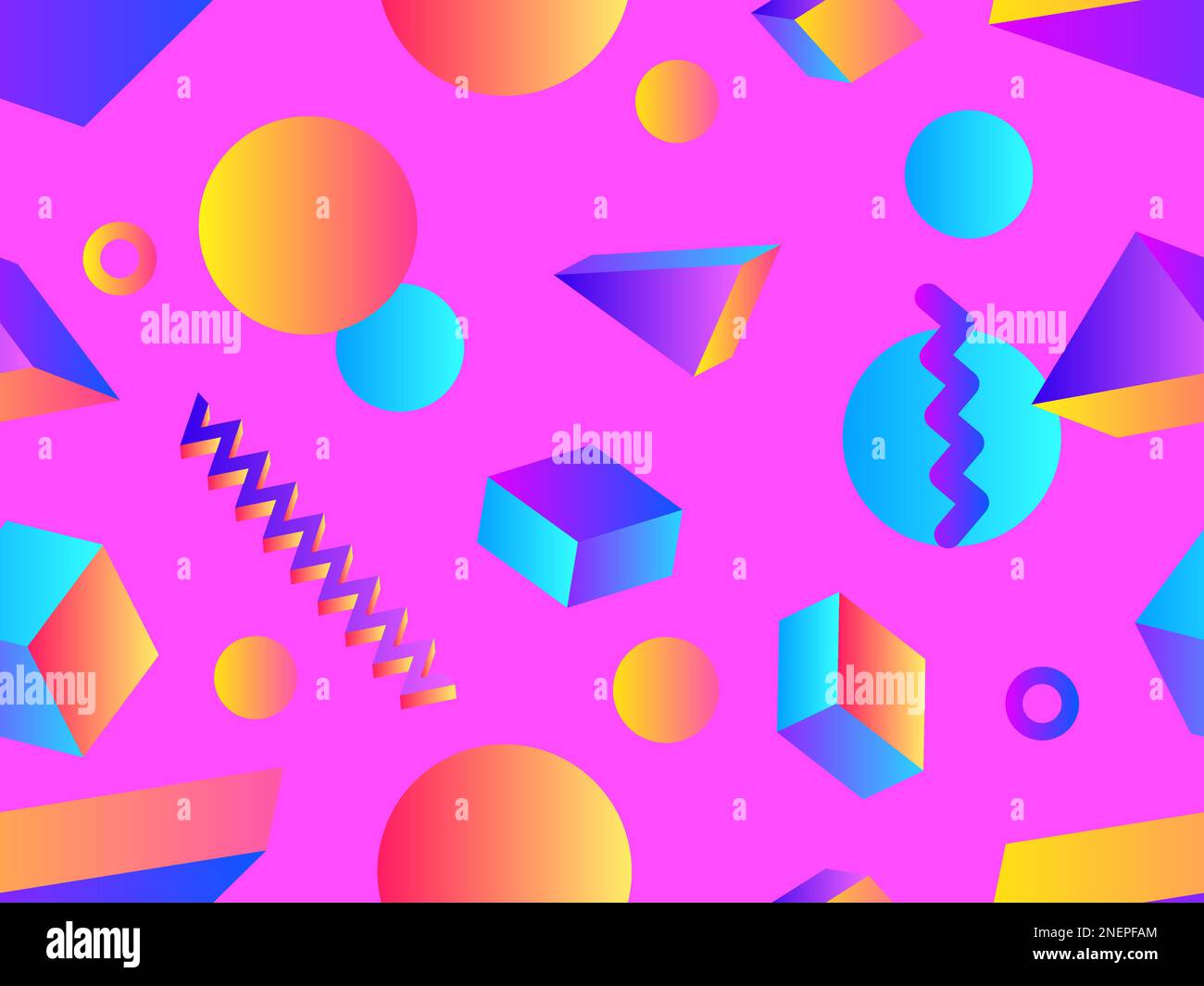 Geometric seamless pattern with 3D figures in the Memphis style of the ...