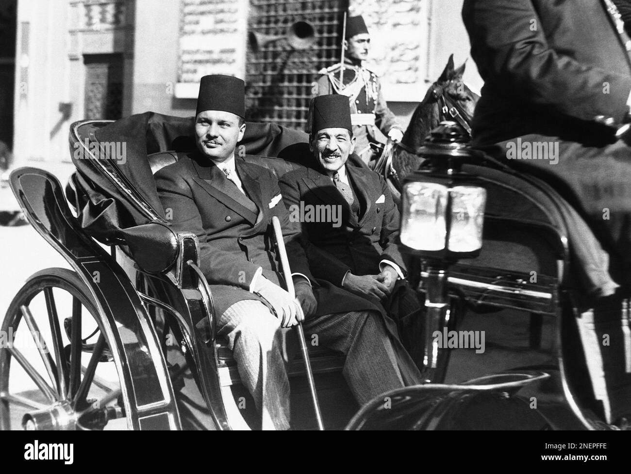 King Farouk Of Egypt Driving From Cairo Station To The Abdine Palace