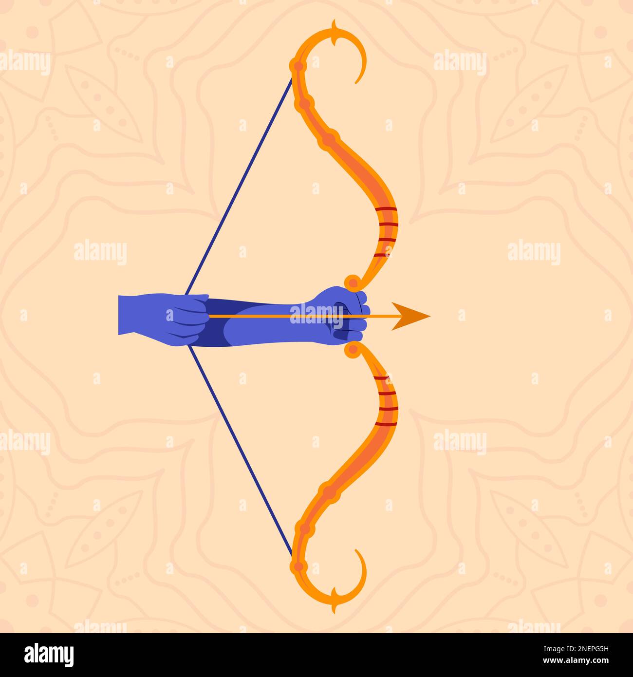 Blue Skin Arms With Bow And Arrow Ram Navami Indian Celebration Vector ...