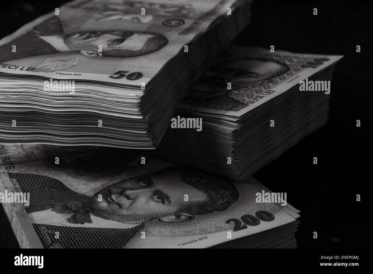 Stack of LEI Romanian money. RON Leu Money European Currency Stock ...