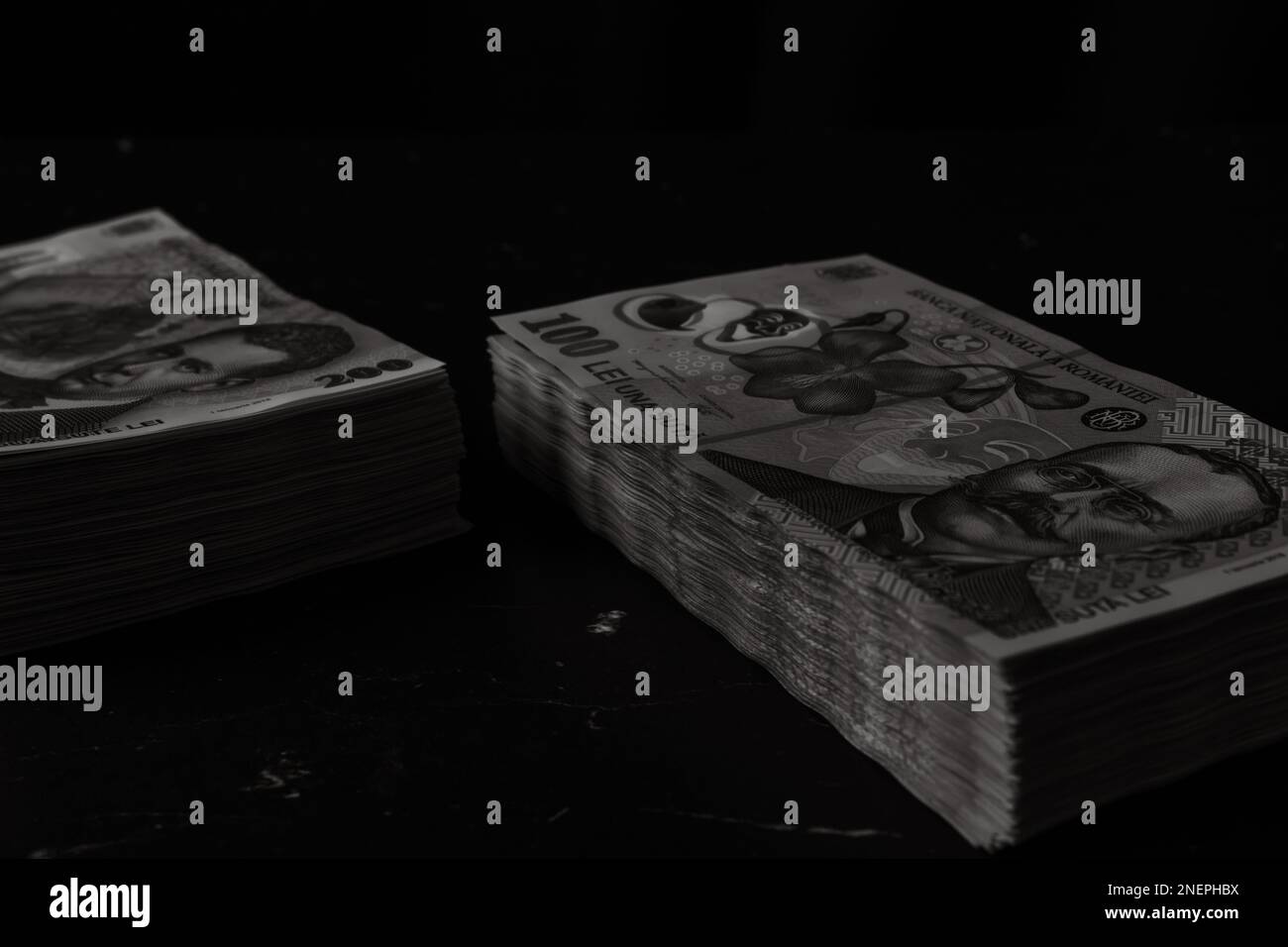 Stack of LEI Romanian money. RON Leu Money European Currency Stock ...