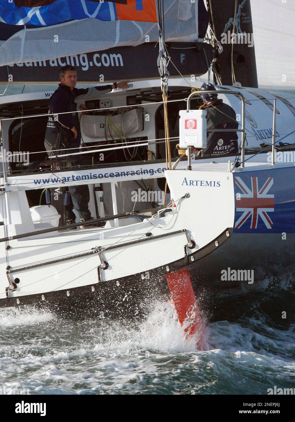 British skipper Sidney Gavignet , left, with Samantha Davis on the ...