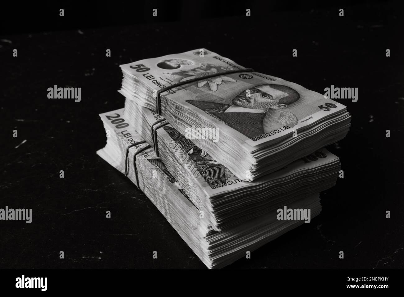 Stack of LEI Romanian money. RON Leu Money European Currency Stock ...