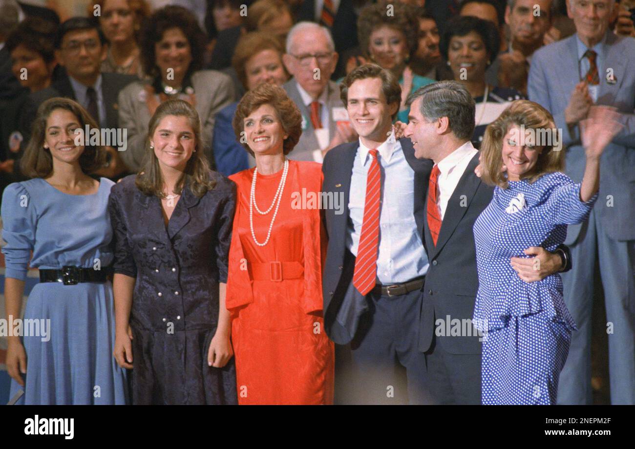 Michael Dukakis is joined by daughters Andrea, left; Kara, second from ...
