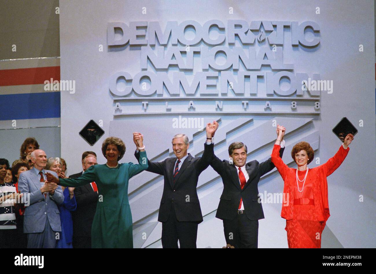 Democratic presidential candidate Michael S. Dukakis (third from left ...