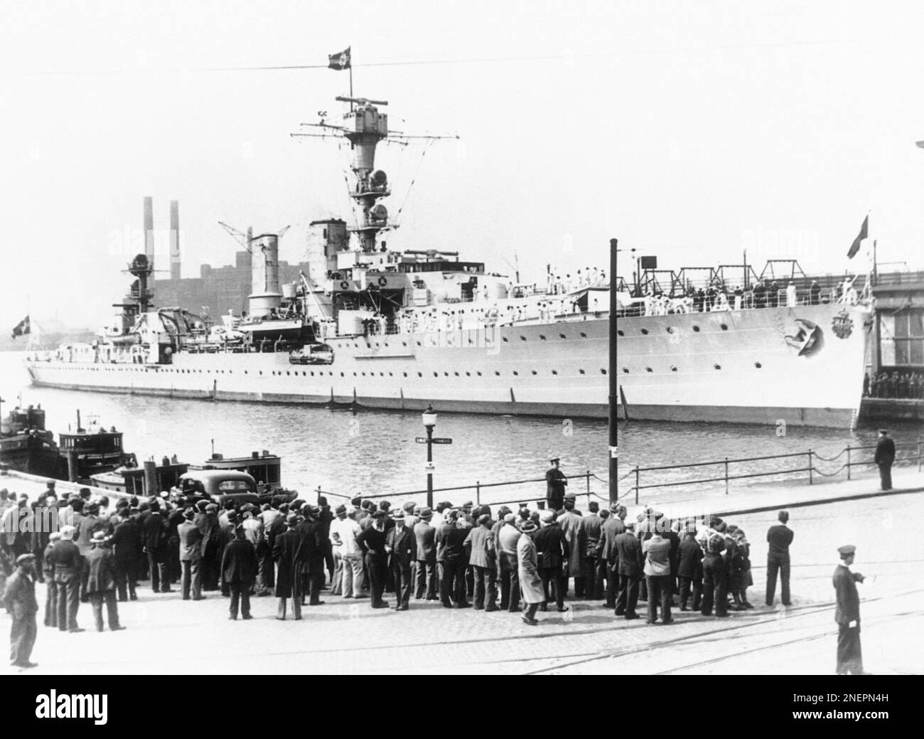 The German Cruiser “Emden” as it was docking for a ten day visit, in ...