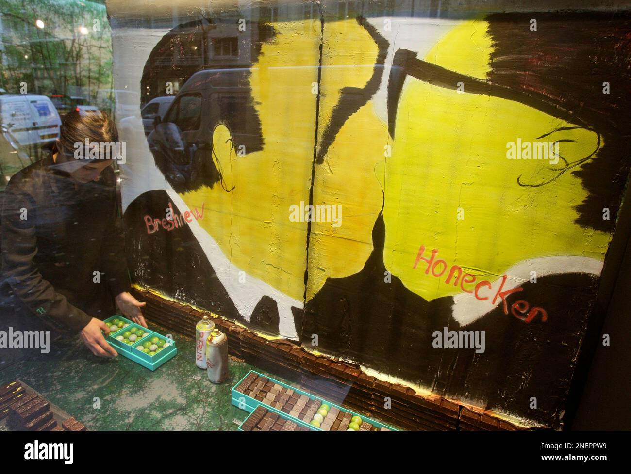 A replica in chocolate of the painting representing East German leader ...