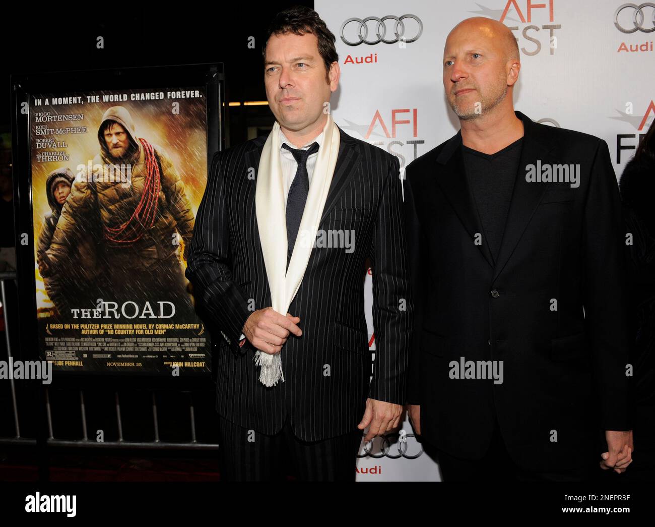 Screenwriter Joe Penhall, left, and director John Hillcoat pose ...