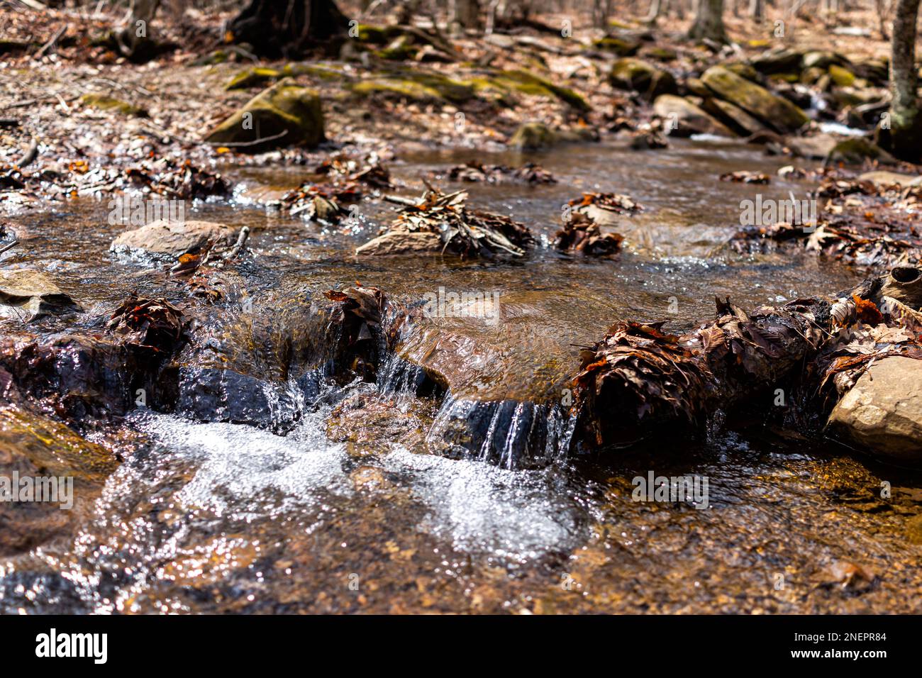 Small cascade waterfall river stream creek water flowing in Shamokin ...