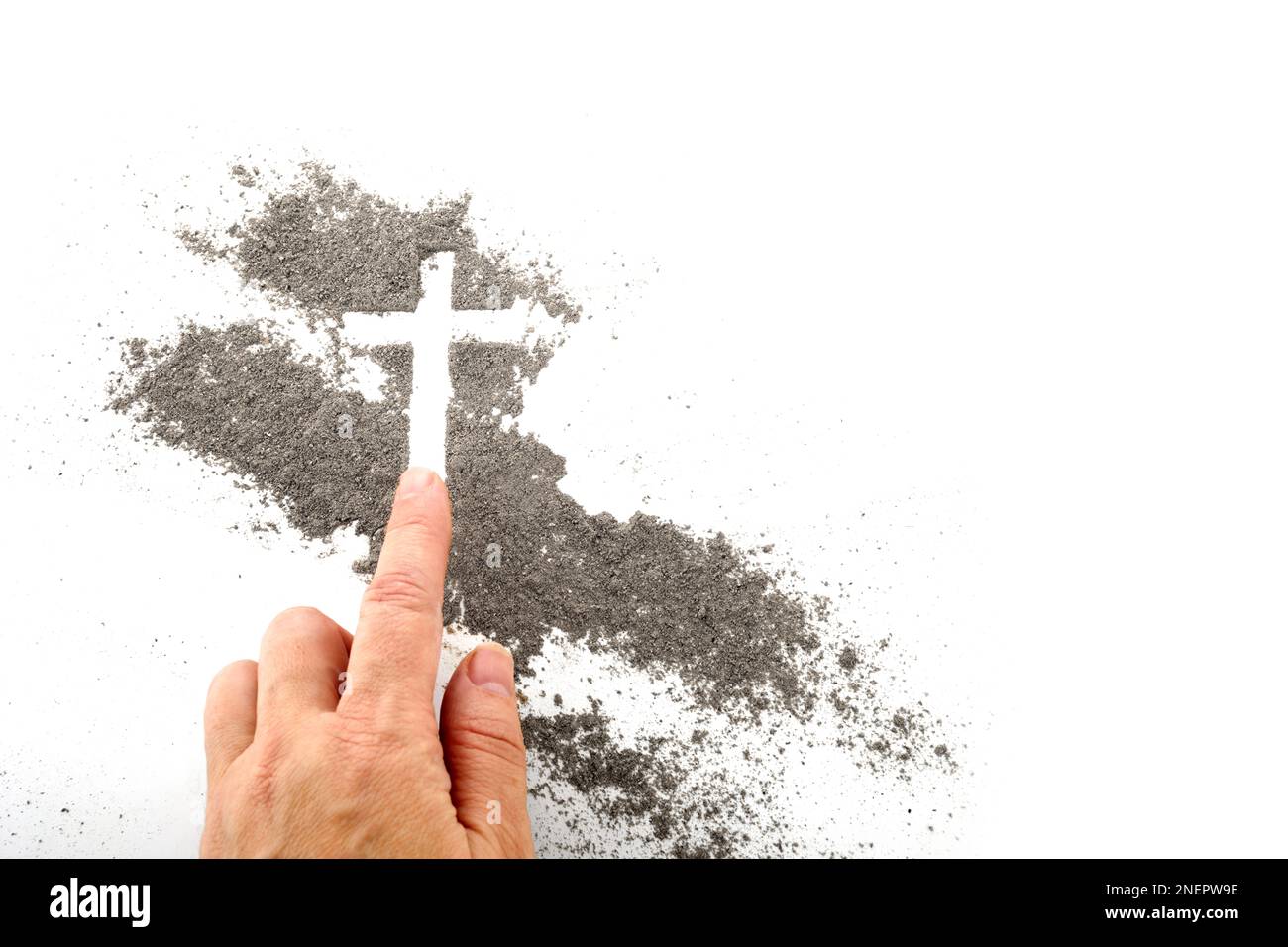Cross made of ashes, Ash Wednesday, Lent season abstract background ...