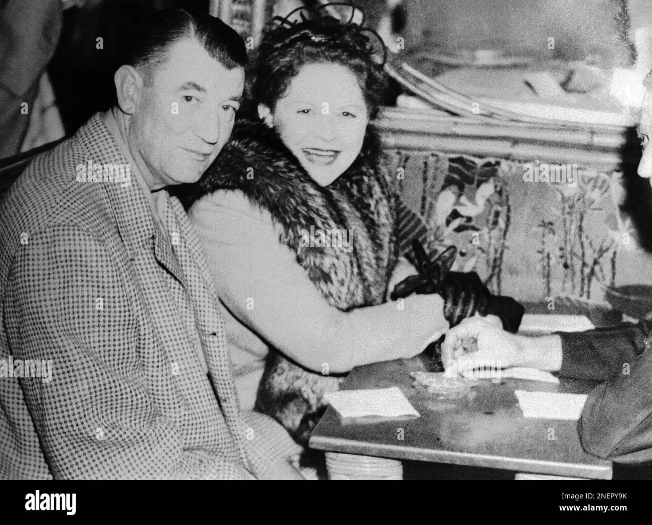 Frank French and his wife, Jeanne, are shown in a night club, Feb. 10 ...