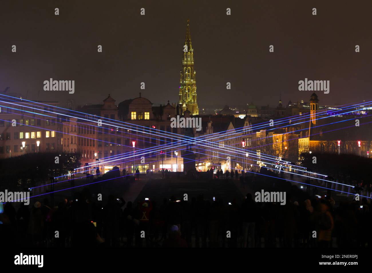 Brussels, Belgium. 16th Feb, 2023. People watch a light show during the ...