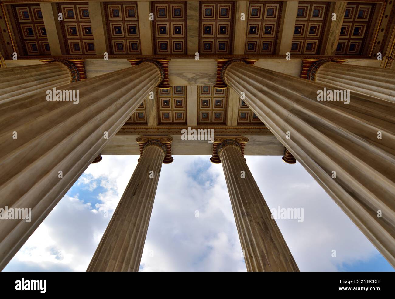 Detail of a temple seen from below, Academy of Athens Stock Photo - Alamy