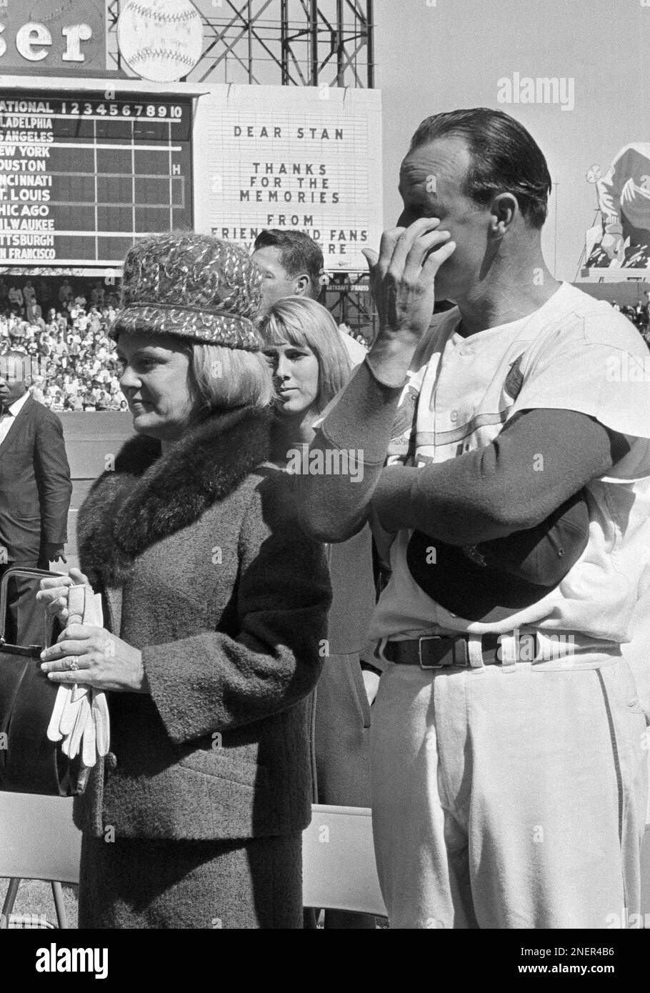 Standing with wife, Lillian, and daughter, Geraldine, Stan Musial ...