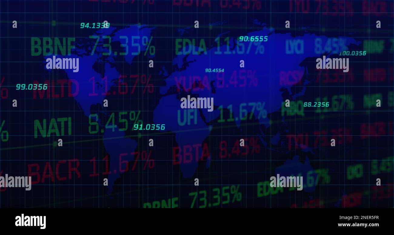 Image of statistics and financial data processing over world map Stock ...