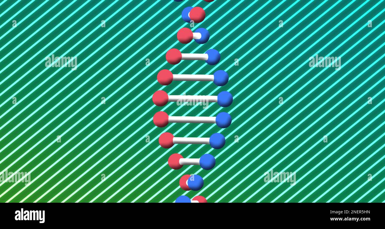 Composition of macro of dna strand on striped background Stock Photo ...