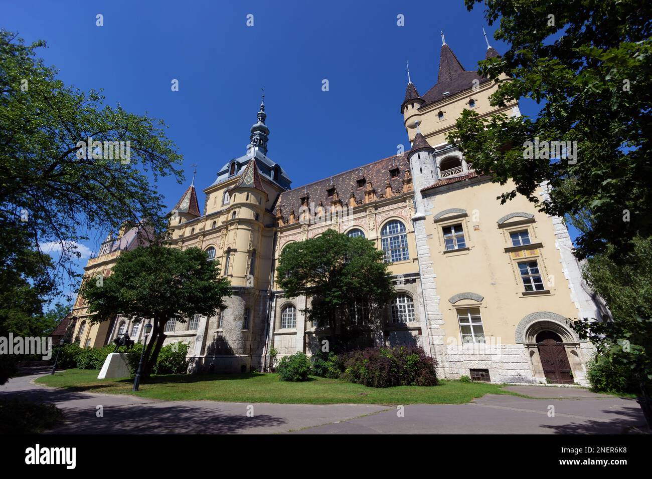 Exterior view of the magnificent Vajdahunyad Vara Castle in the ...