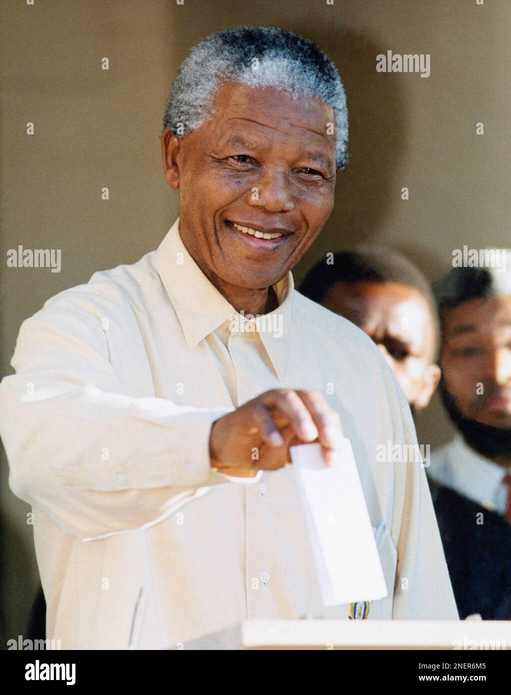 African National Congress leader Nelson Mandela casts his vote at the ...