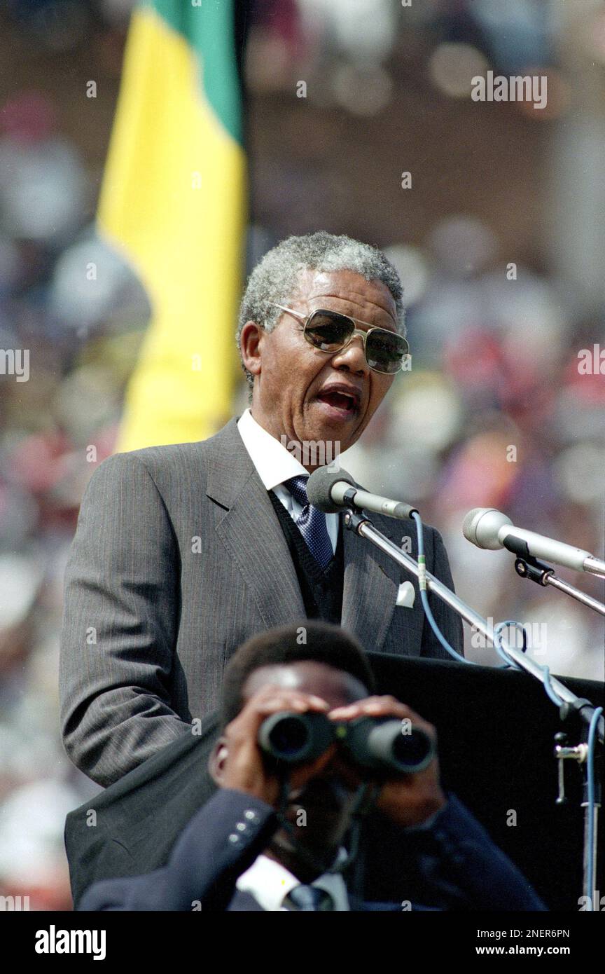 ANC leader and symbol of resistance to apartheid, Nelson Mandela, is ...