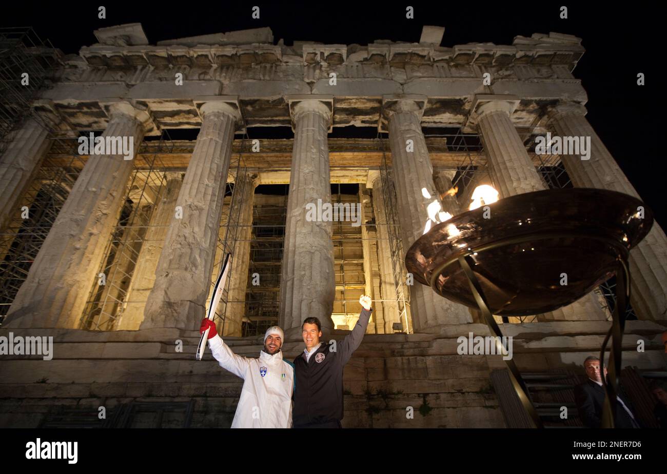 Greek rowing athlete Vasileios Polymeros, left, and Vancouver Mayor ...