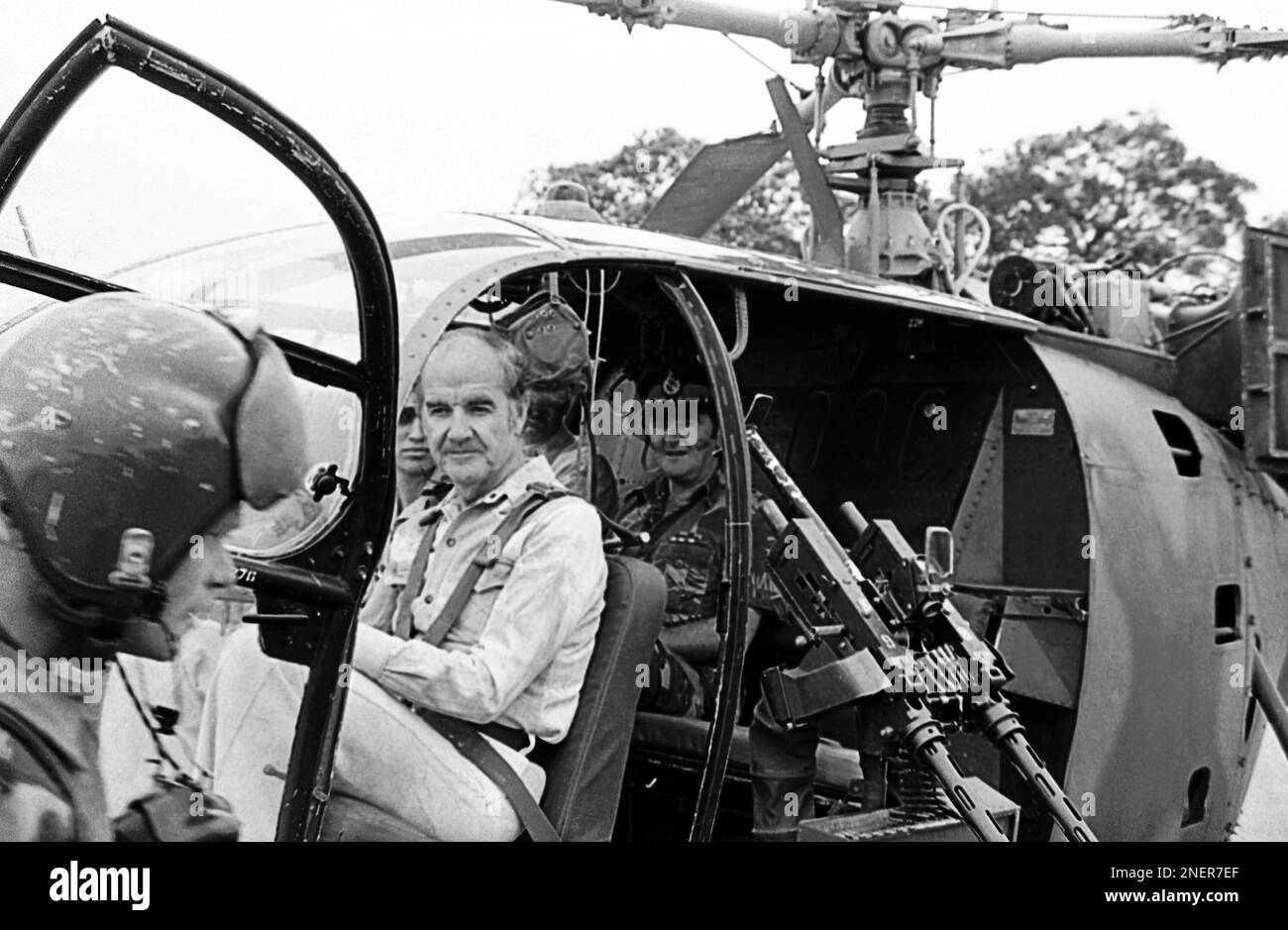 Senator George McGovern about to take off in helicopter with Rhodesian ...