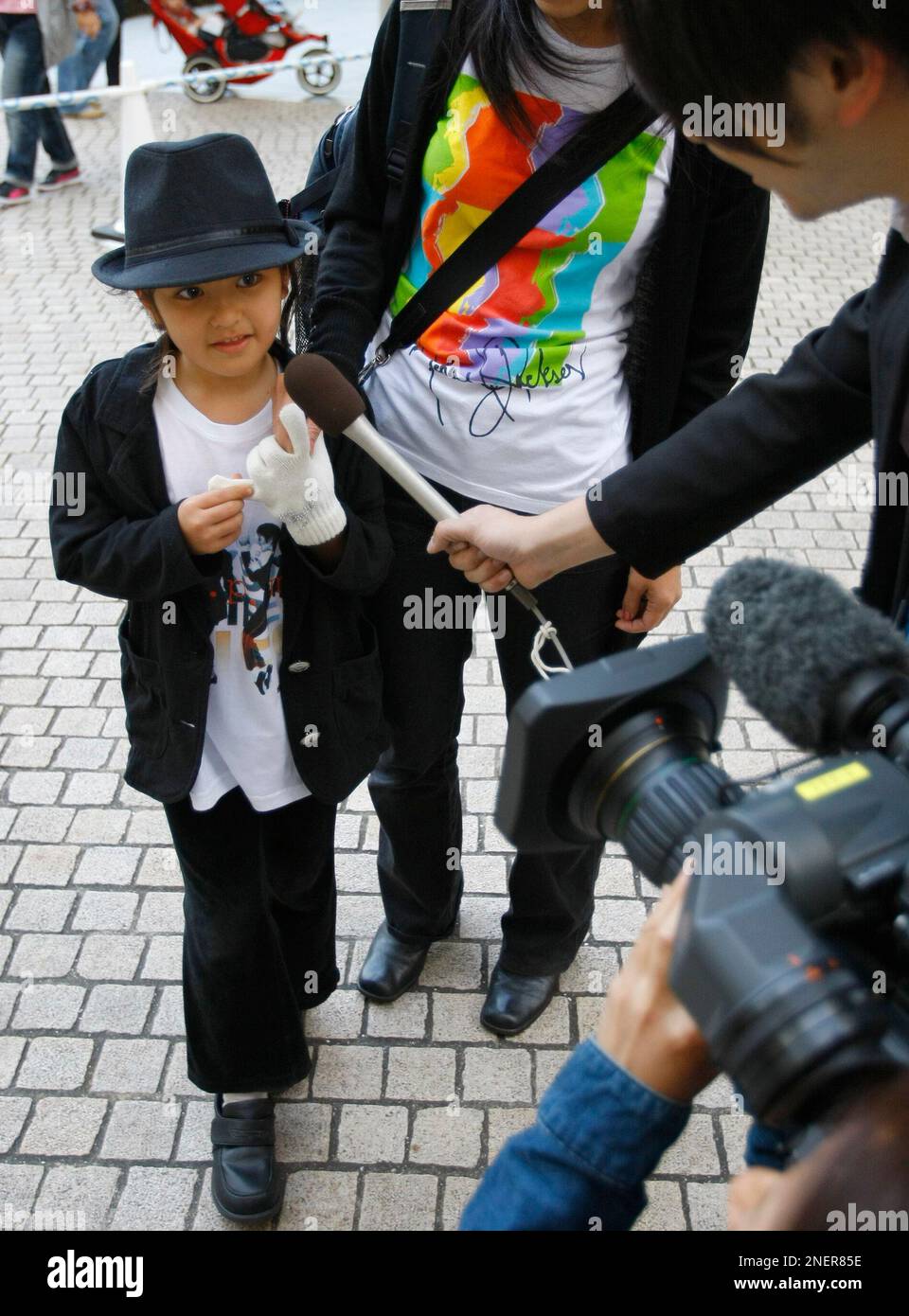 Five-year-old Anna Tanaka answers an interview before Japan premiere of ...