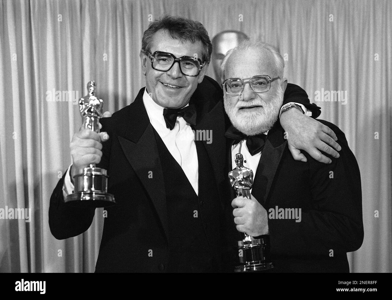 Milos Forman, director of “Amadeus”, left, and producer Saul Zaentz ...