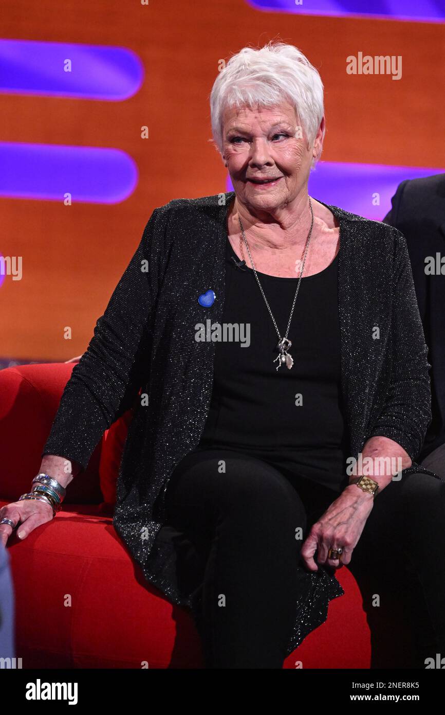 EDITORIAL USE ONLY Dame Judi Dench during the filming for the Graham ...
