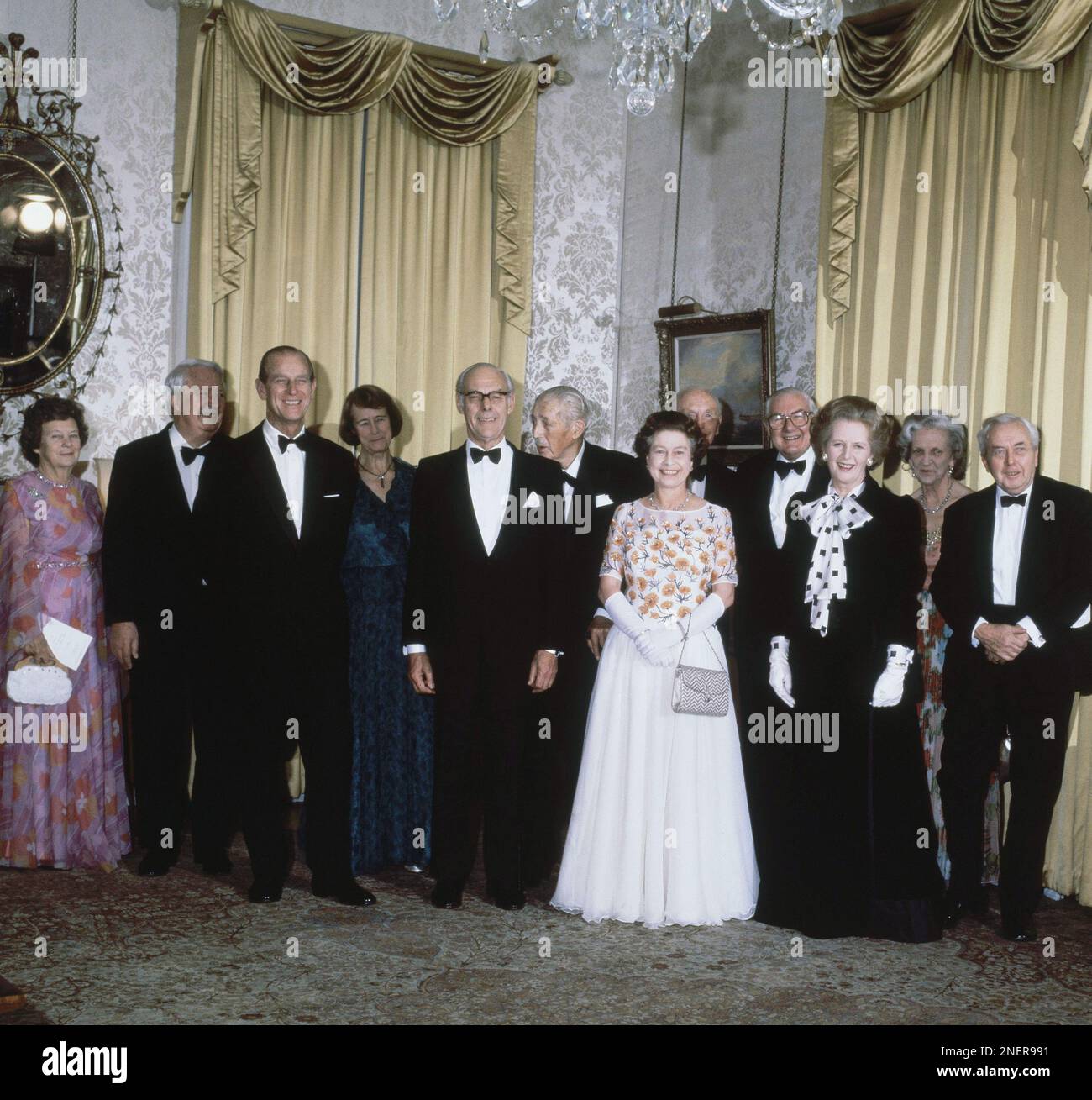 Prime Minister Margaret Thatcher, front right, hosted a dinner to ...