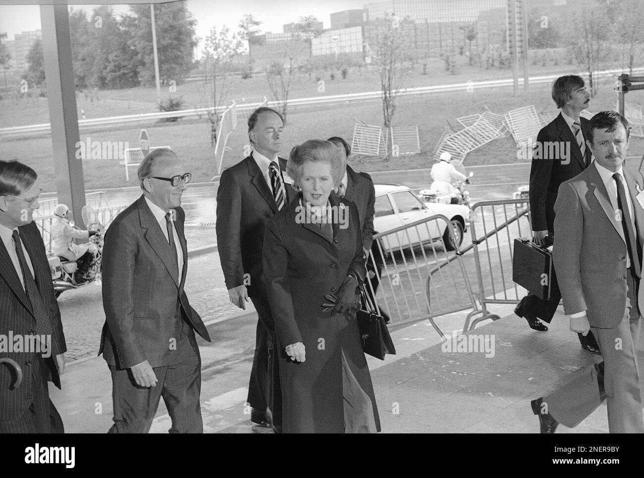British Prime Minister Margaret Thatcher seen arriving at EEC ...