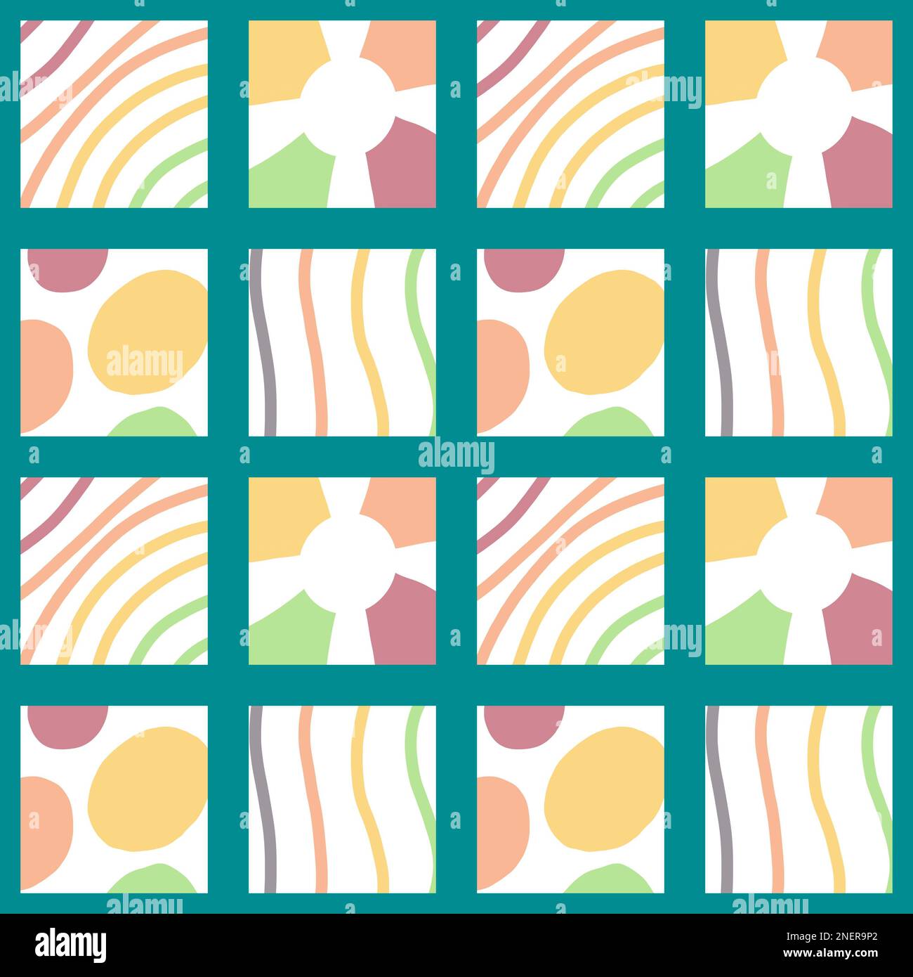Abstract geometric square seamless spots and stripes pattern for ...